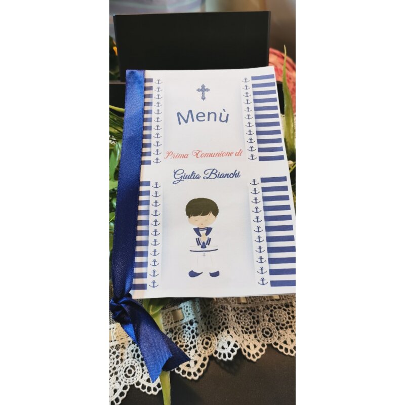 MENU PRIMA COMUNIONE TEMA MARE ANCORA - Bomboniera Chic