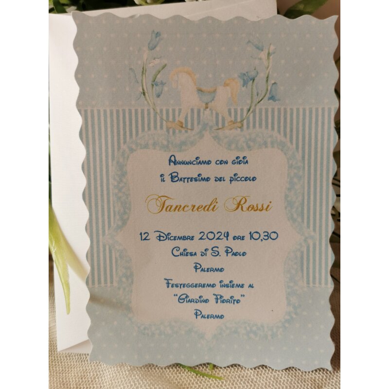 INVITO BATTESIMO CAVALLINO - Bomboniera Chic