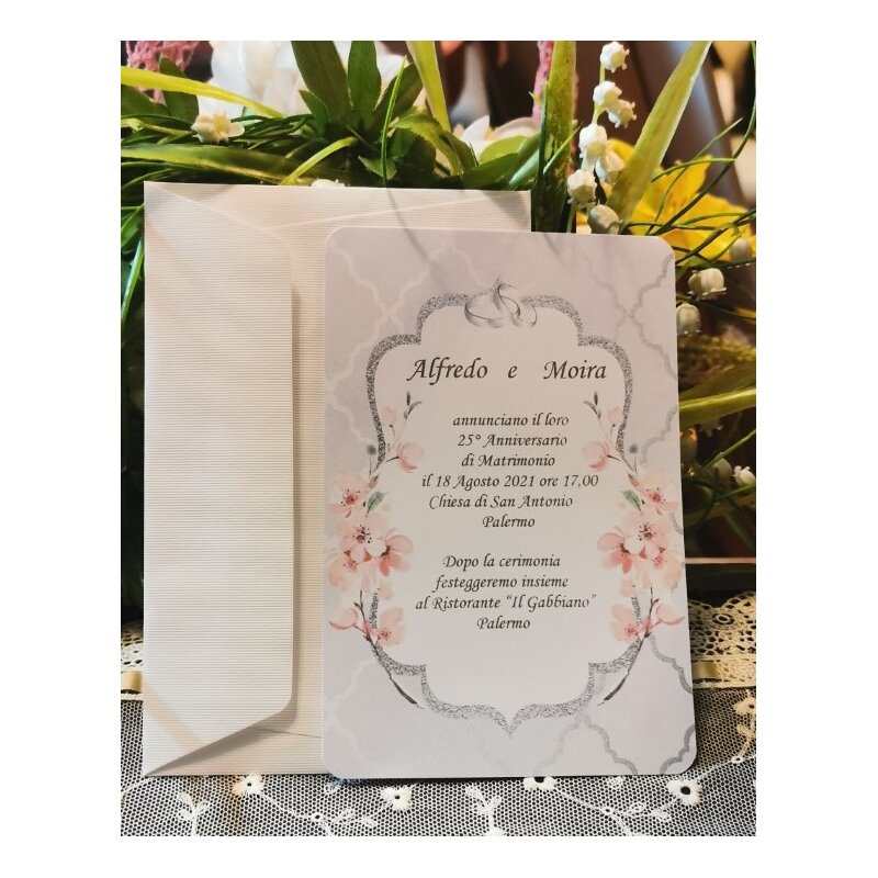 INVITO NOZZE ARGENTO CON STAMPA GRATIS - Bomboniera Chic