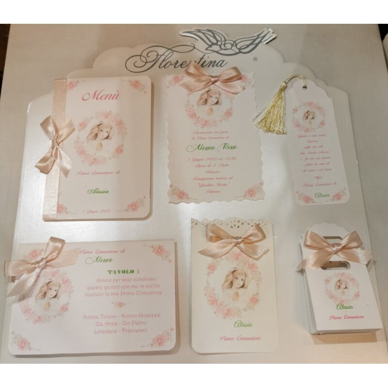 MENU' PRIMA COMUNIONE ROSA CIPRIA - Bomboniera Chic