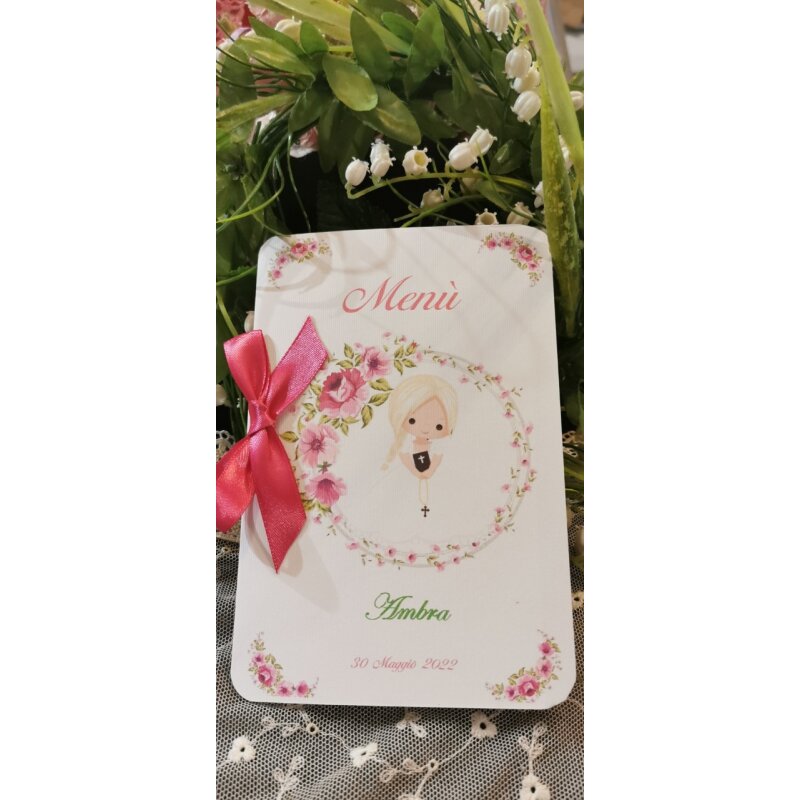MENU' PRIMA COMUNIONE BIMBA BIONDA - Bomboniera Chic
