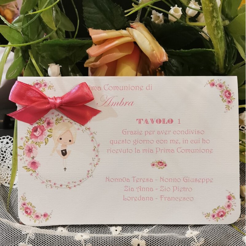 MENU' PRIMA COMUNIONE BIMBA BIONDA - Bomboniera Chic