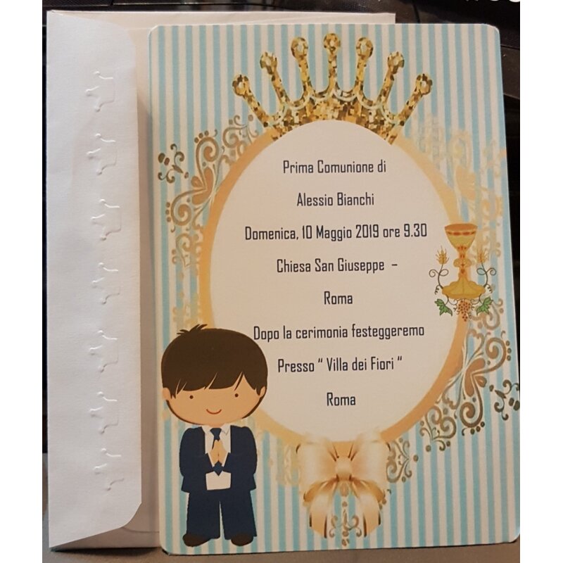 Invito Prima Comunione con cornice dorata - Bomboniera Chic