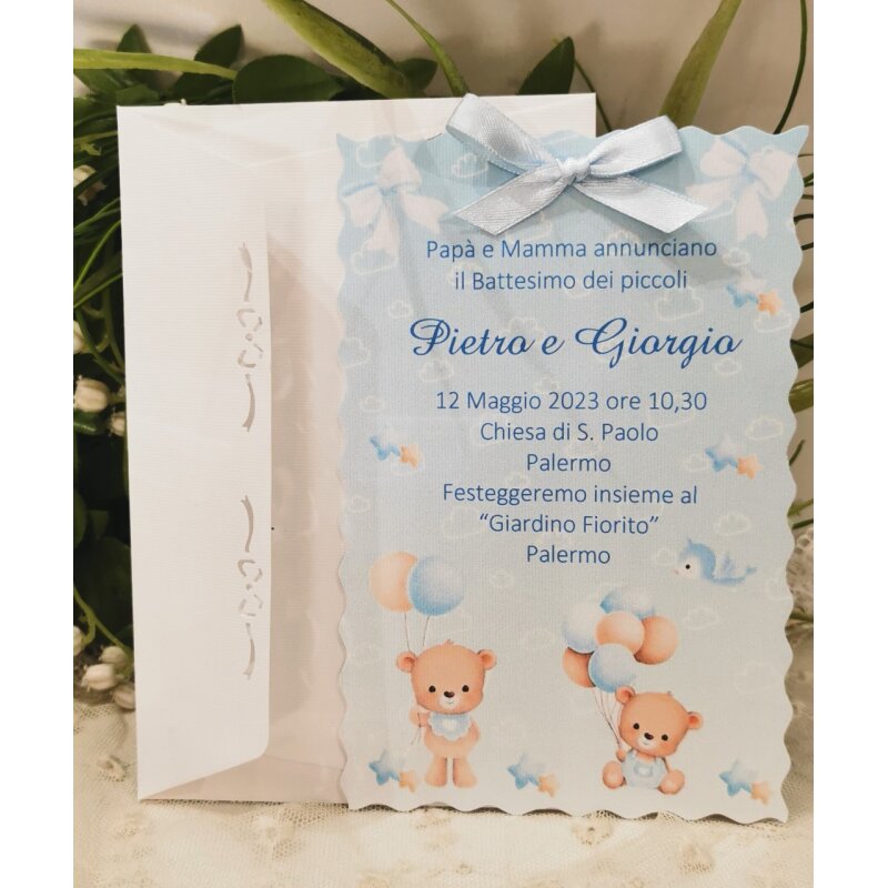 INVITO BATTESIMO GEMELLI - Bomboniera Chic