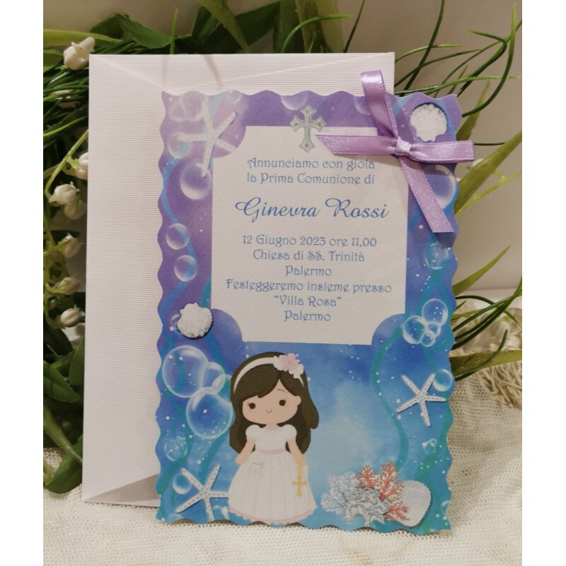 INVITO PRIMA COMUNIONE BIMBA MARINO - Bomboniera Chic