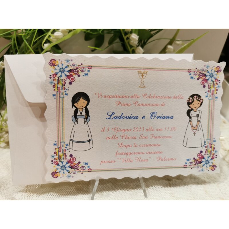 INVITO PRIMA COMUNIONE SORELLE - Bomboniera Chic