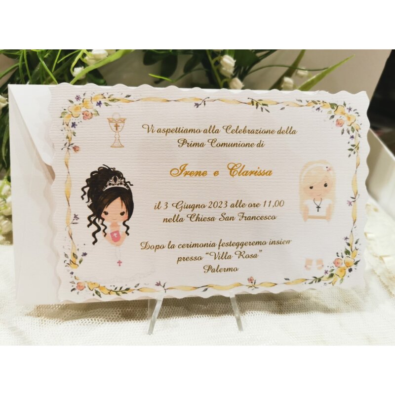 INVITO PRIMA COMUNIONE SORELLE - Bomboniera Chic