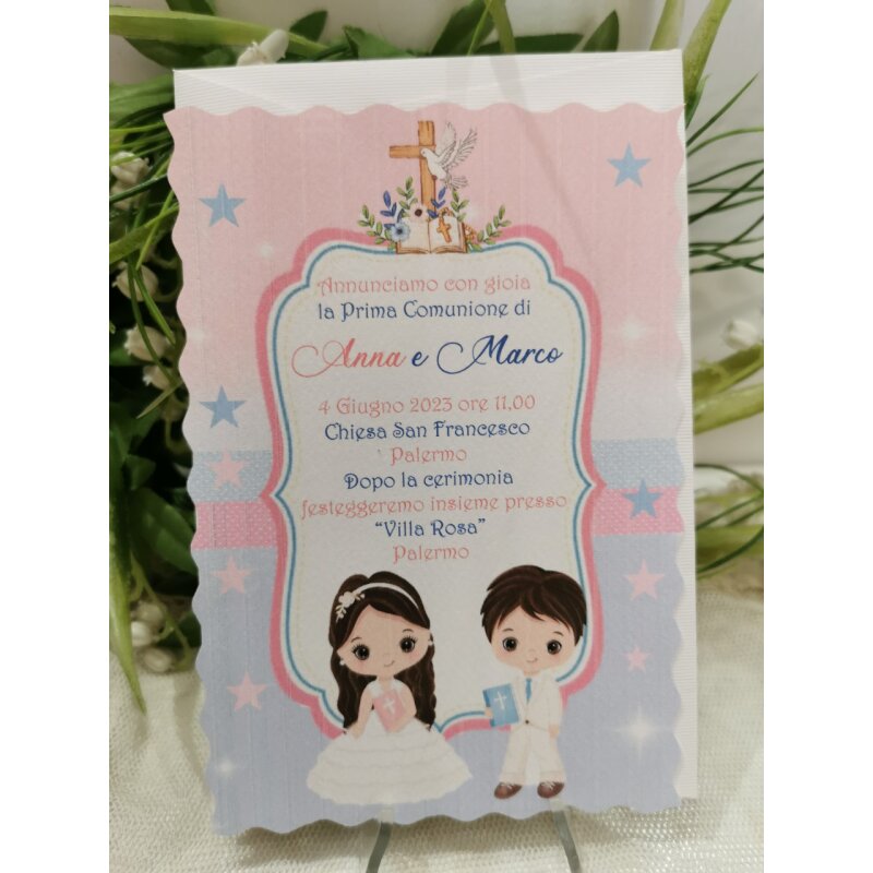 INVITO PRIMA COMUNIONE gemelli - Bomboniera Chic