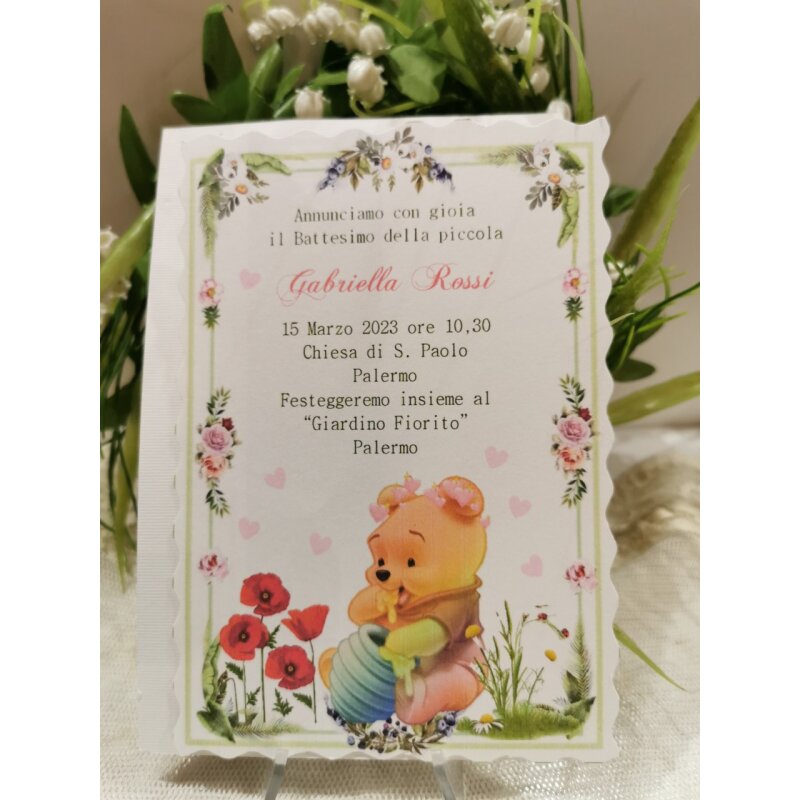 INVITO BATTESIMO WINNIE THE POOH - Bomboniera Chic