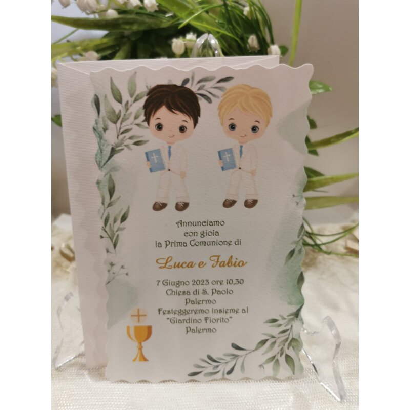 INVITO PRIMA COMUNIONE FRATELLI - Bomboniera Chic