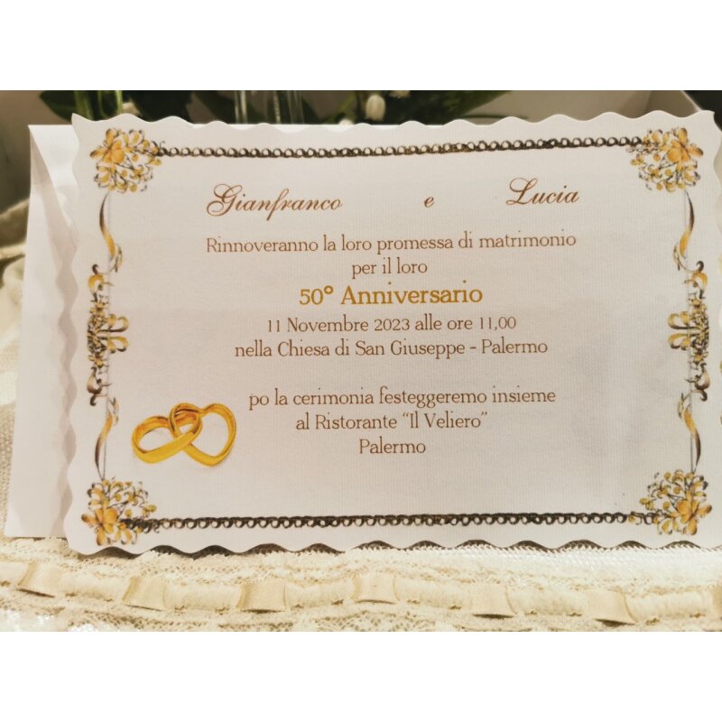 INVITO NOZZE D'ORO CON FEDI - Bomboniera Chic